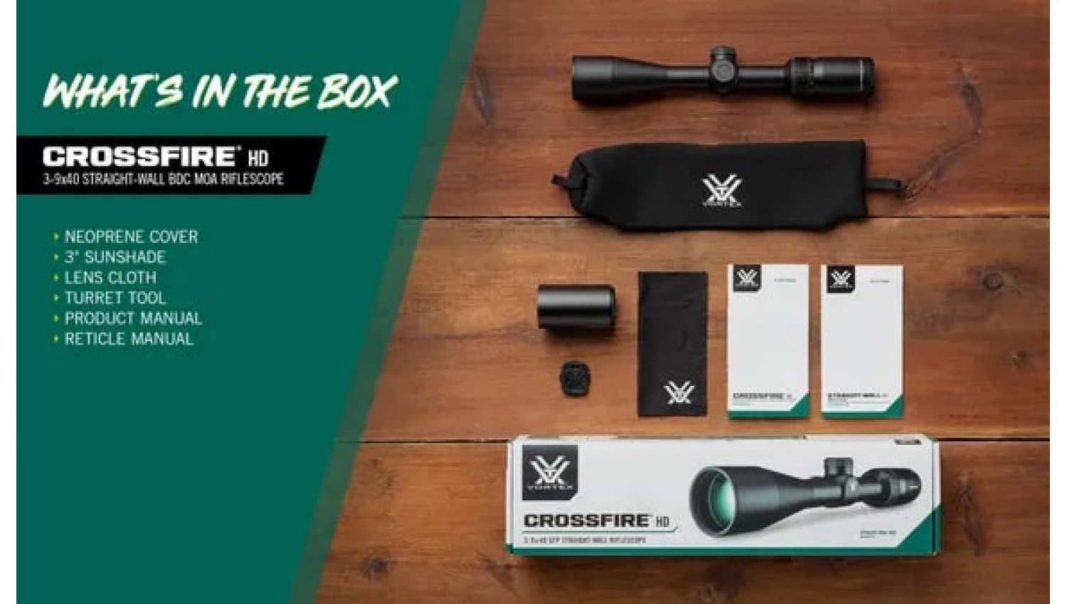 Vortex Crossfire HD 3-9x40mm 1" Straight-Wall BDC (MOA) Riflescope