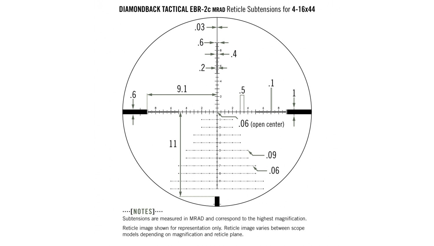 Vortex Diamondback Tactical 4-16x44mm FFP 30mm EBR-2C RETICLE (MRAD ...